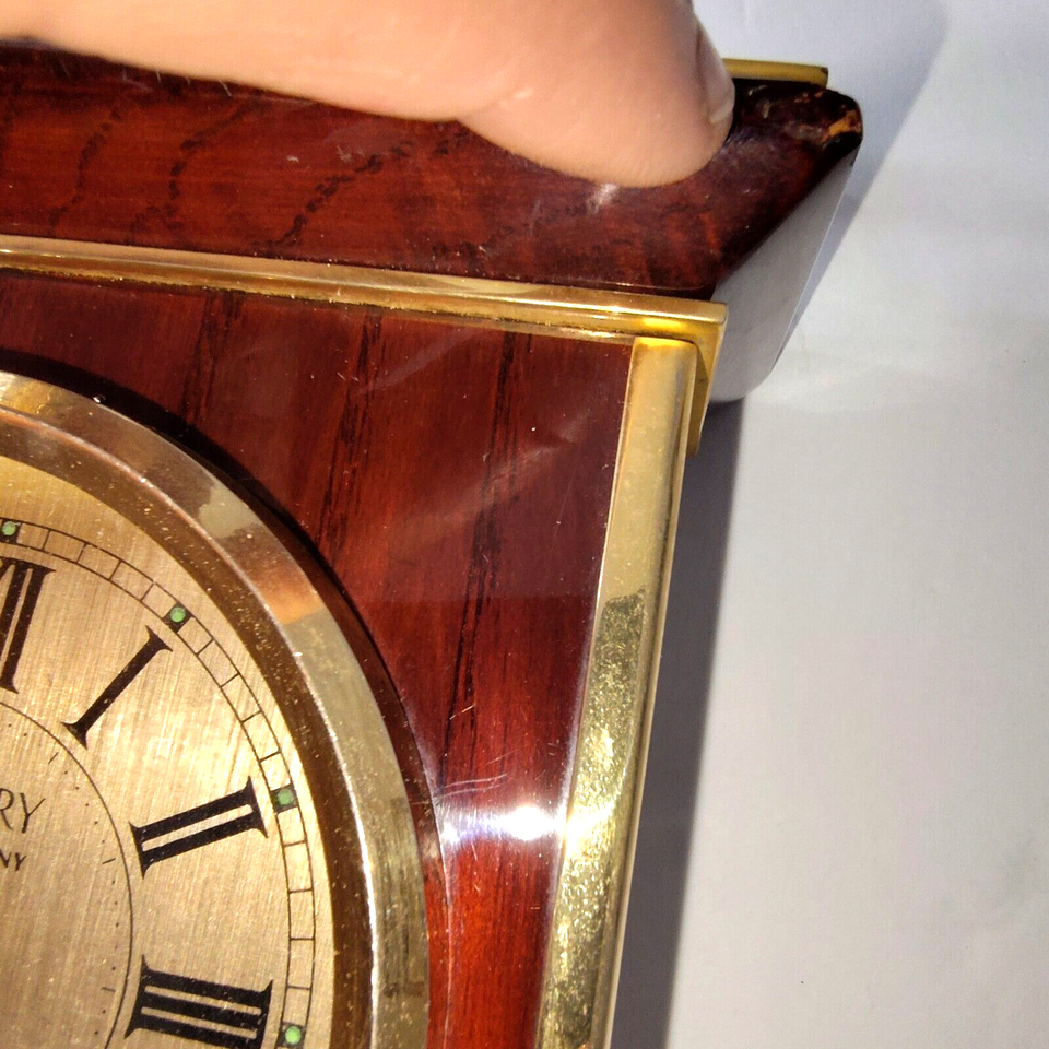 Danbury Clock Company Classic Quartz Mantle Clock w Wood Case & Brass ...