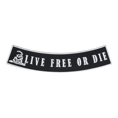 Live Free Or Die Black Bottom Rocker, Gadsden Rocker Patches | eBay