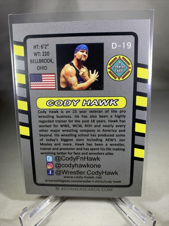Cody Hawk Pro Wrestling Trading Card 4 Corner Wrestler Indy WWE AEW WCW ...