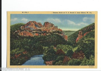 Postcard Seneca Rock U.S. Route 5, Elkins, W.VA. 1930's Indian Seneca ...