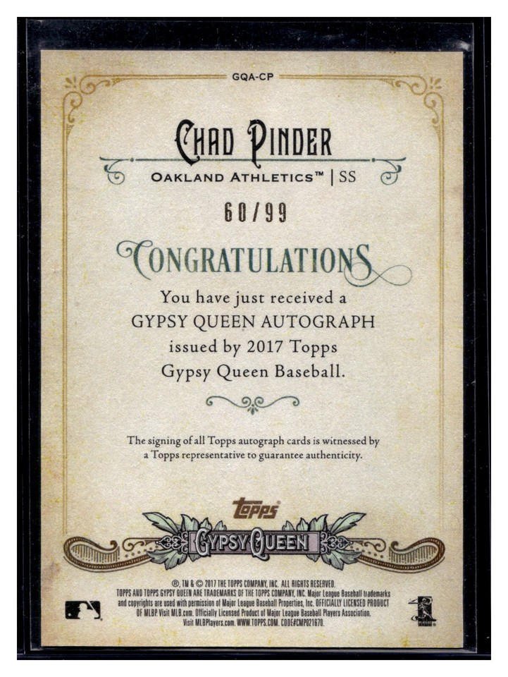 2017 Topps Gypsy Queen Autographs #GQA-CP Chad Pinder Auto | eBay
