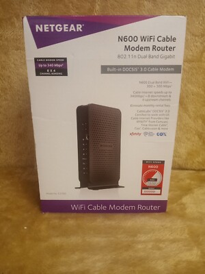 NETGEAR C3700 Gigabit N600 Dual Band WiFi DOCSIS 3.0 Cable Modem ...