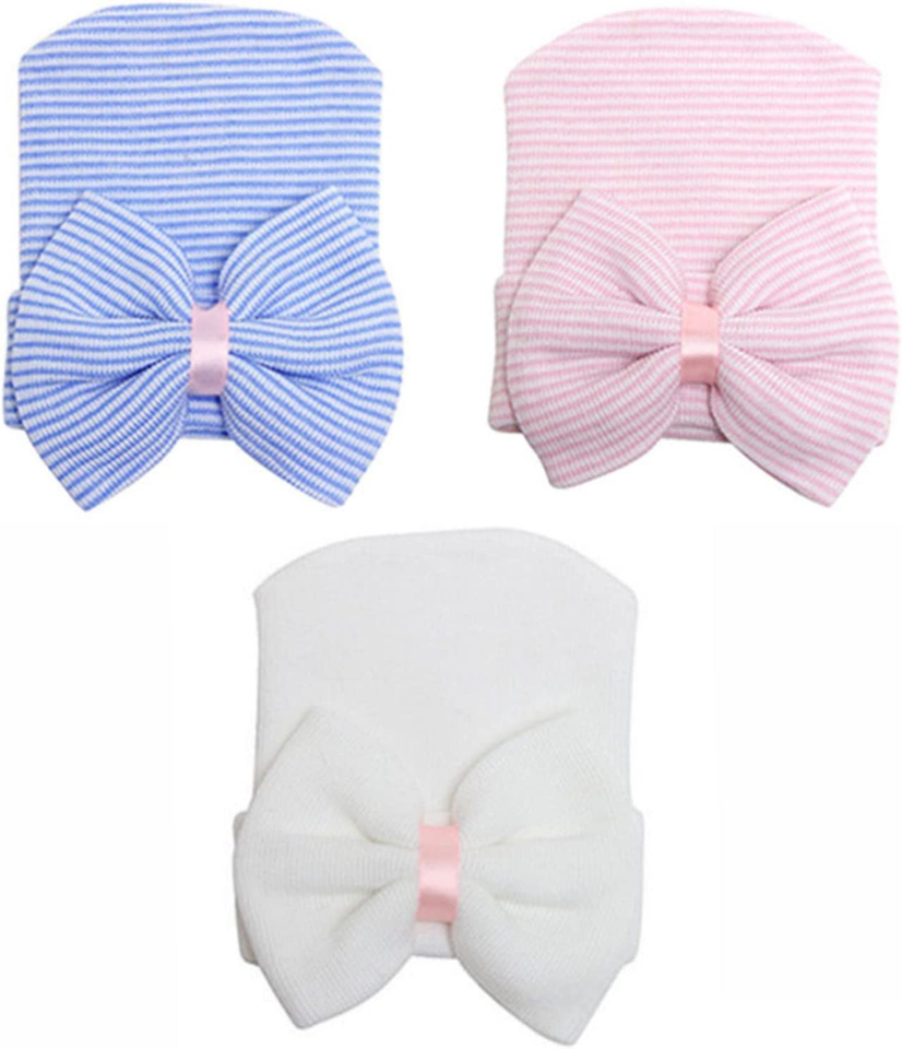 Newborn Baby Boys Girls Infant Toddler Hospital Beanie Bow-Knots Hat ...