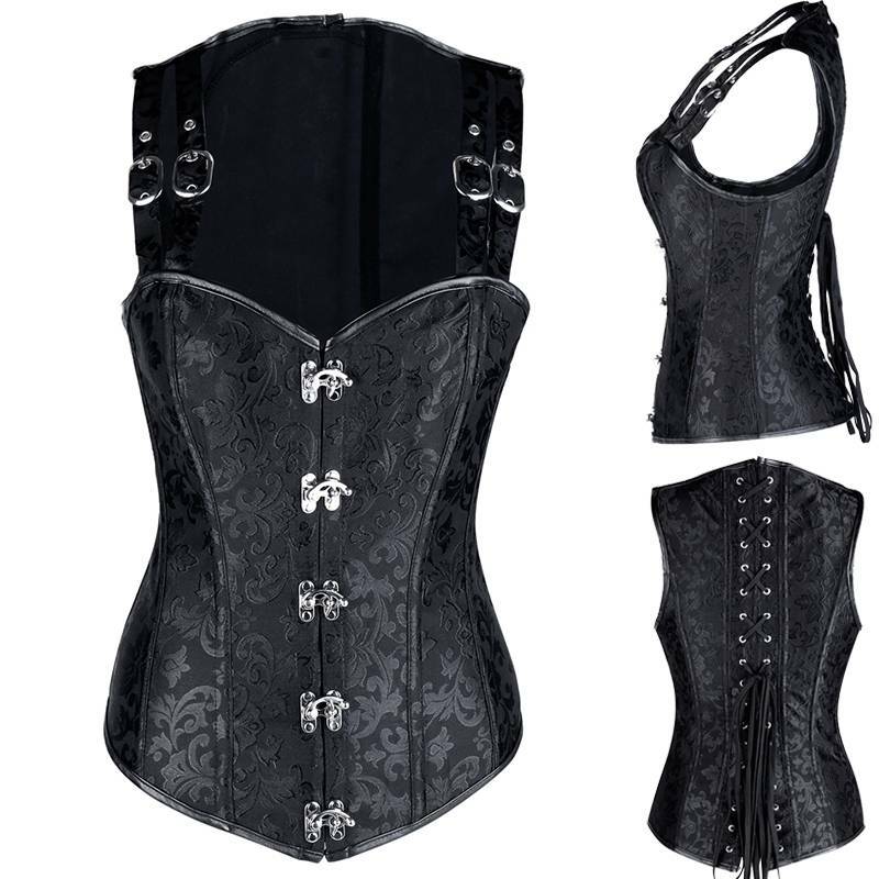 Sexy Bustier Underbust Corset Lace Up Women Gothic Top Steampunk Basque ...