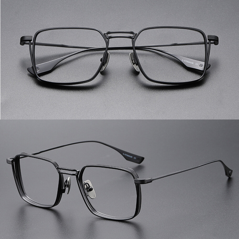 Man Handmade Metal Retro Square Eyeglasses Frame Ultra Light Spectacle ...