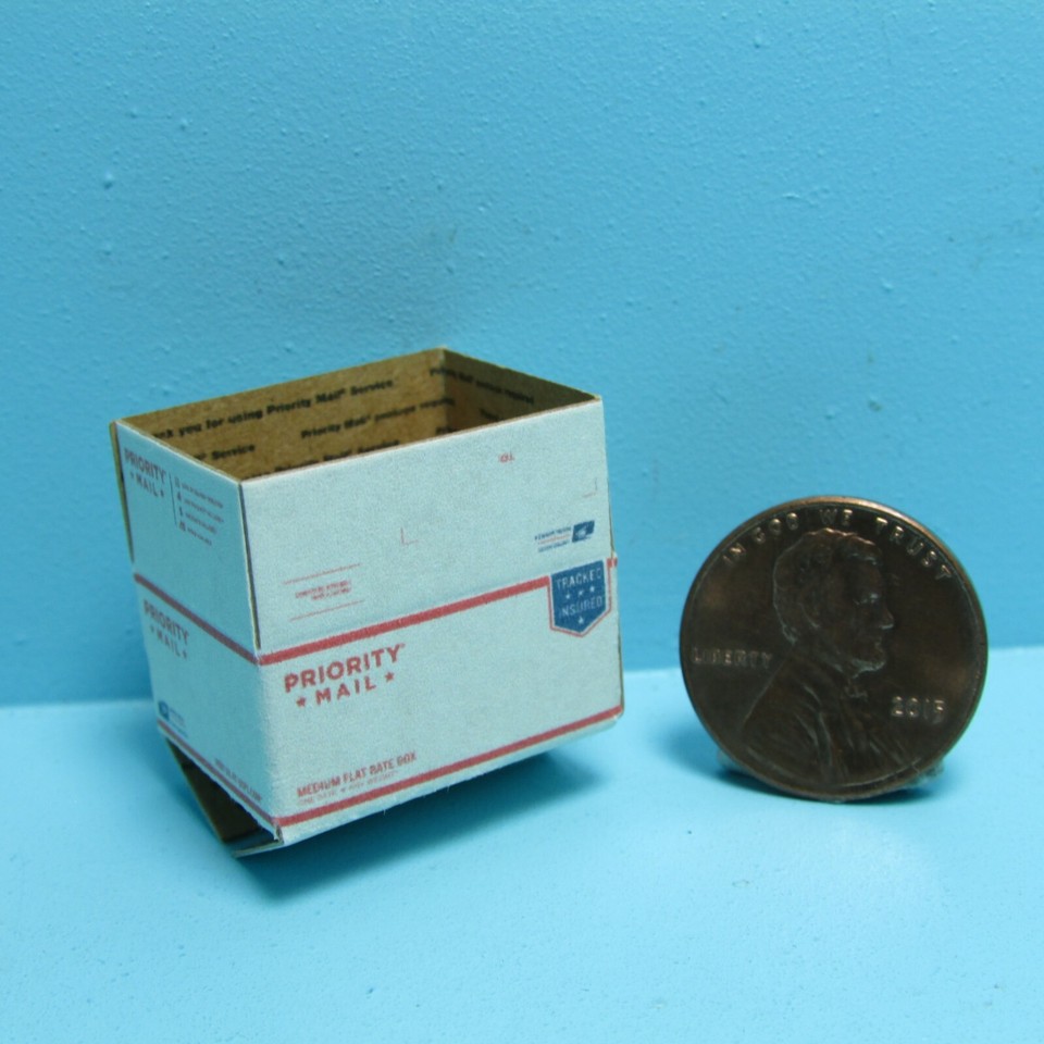 Dollhouse Miniature Cardboard Shipping USPS Priority Box Flat or Fold ...