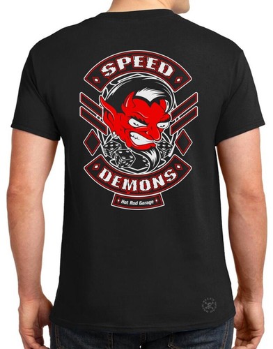 SPEED DEMONS HOT ROD SHOP T-SHIRT Tee ~ Race Garage ~ Red Devil Racing ...