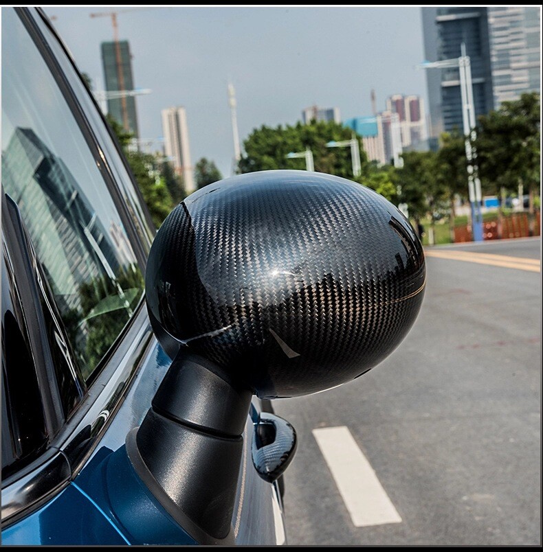 Real Carbon Fiber Rear View Mirror Cover Cap For 2002-06 Mini Cooper ...