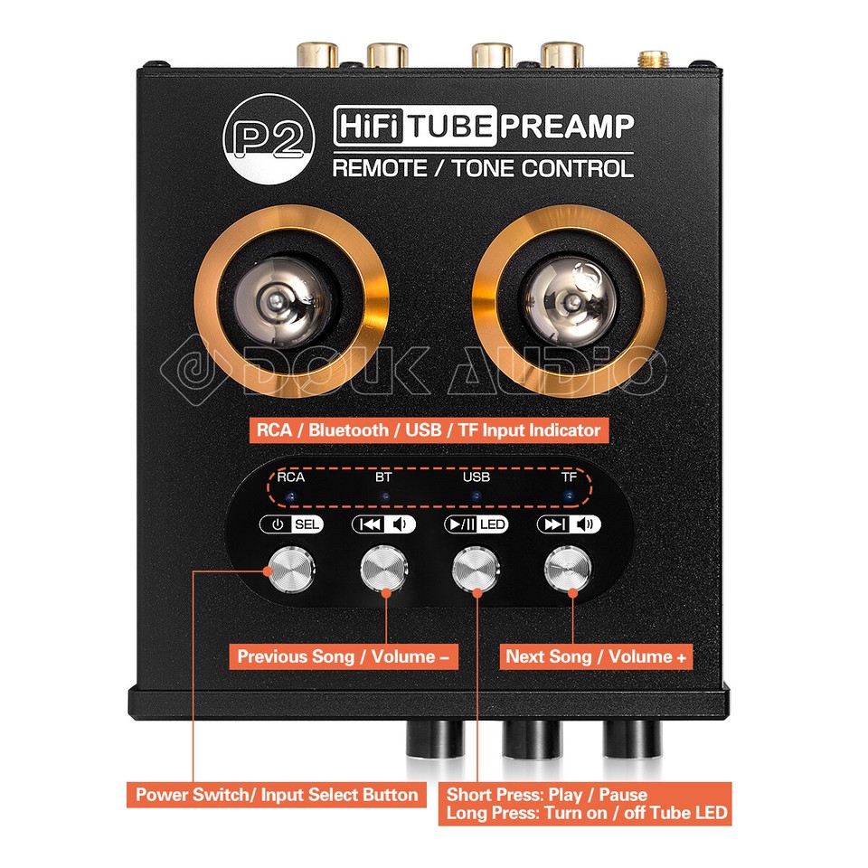 Douk Audio P2 Bluetooth Vacuum Tube Preamp Headphone Amplifier USB ...