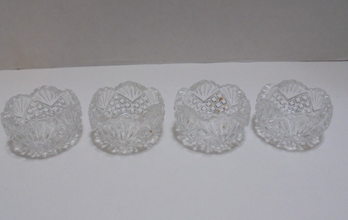 SET OF 4 VINTAGE EAPG AMERICAN GLASS PINEAPPLE & FAN SALT CELLARS- DIPS ...