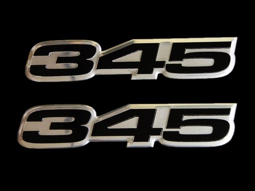 VMS RACING QTY 2 345 CI CUBIC INCH ENGINE ALUMINUM EMBLEMS BLACK CHROME ...