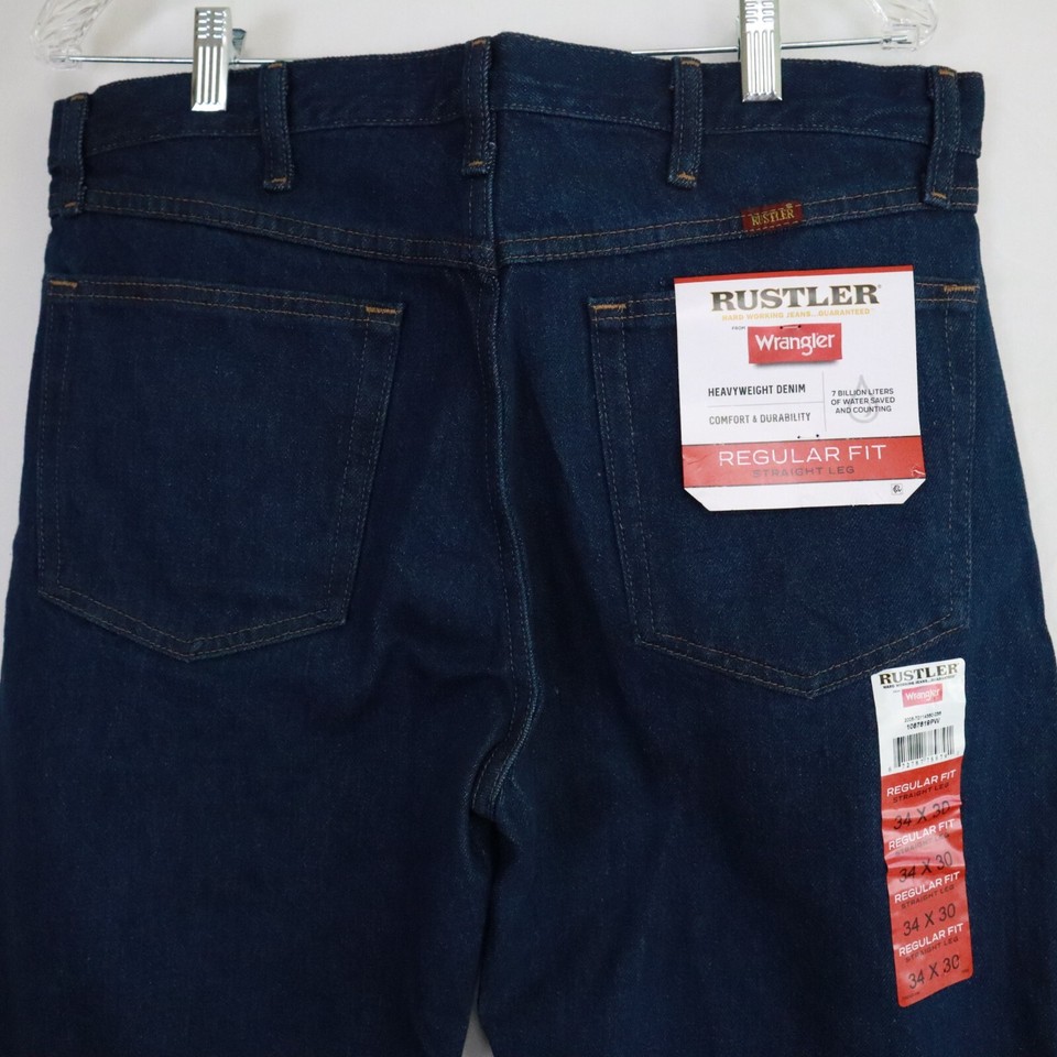 Rustler by Wrangler Jeans Mens 34x30 Regular Fit Straight Leg Denim ...
