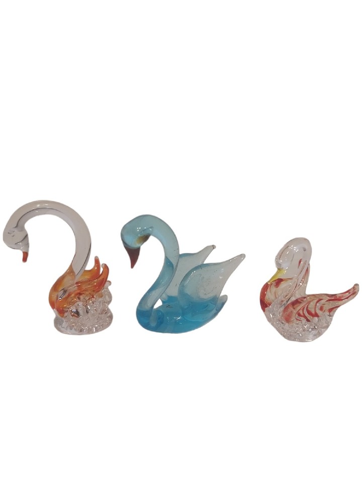 Blown Glass Miniture Swans Set of 3 | eBay