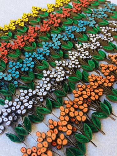 Paper Quilling Flower Bud leaves Branch for cards, wall deco 25lot | eBay