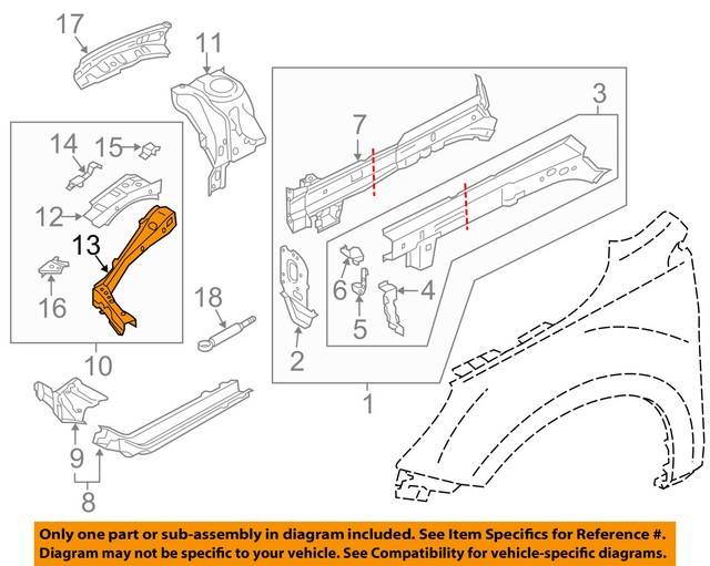 Genuine Subaru Apron Panel 51630AL05A9P for sale online | eBay