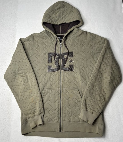 Dc Shoes Hoodie Jacket Olive Green Mens Size 2XL Pattern 2000s Y2K Zip ...