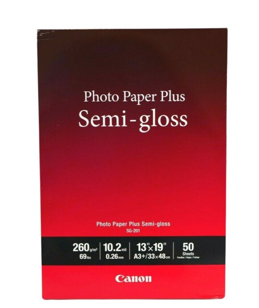 Canon SG-201 13 x 19 in Semi-Gloss Printer Photo Paper, 50 Sheets for ...