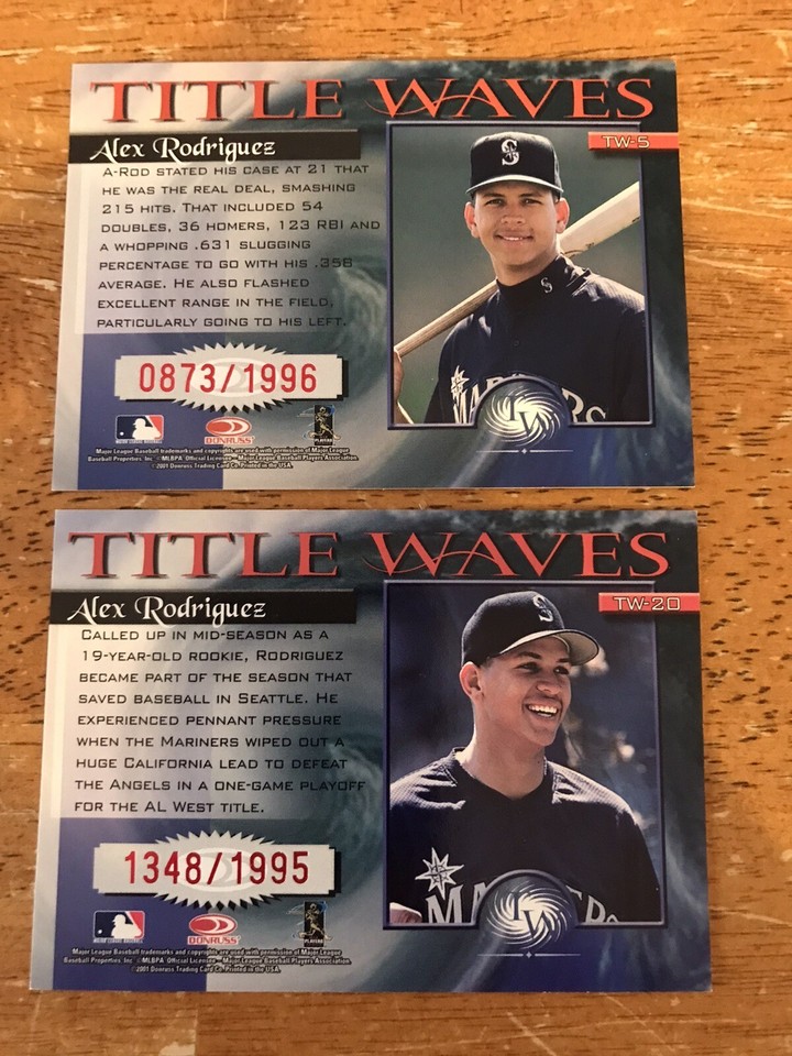 ALEX RODRIGUEZ 2001 Donruss Elite Title Waves LOT 2 SER.# TW-5 /1996 ...