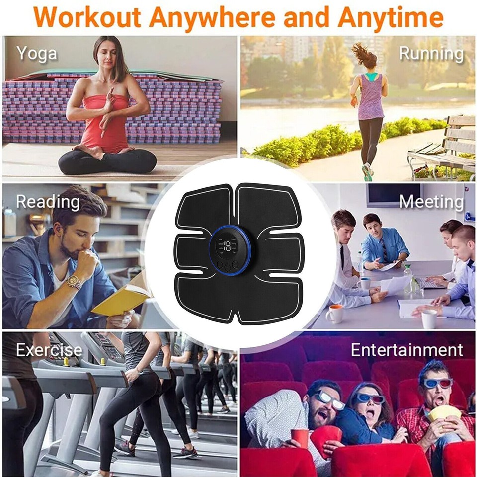 Electric Muscle Toner Machine Rechargeable ABS Trainer Fat Burner Belly ...