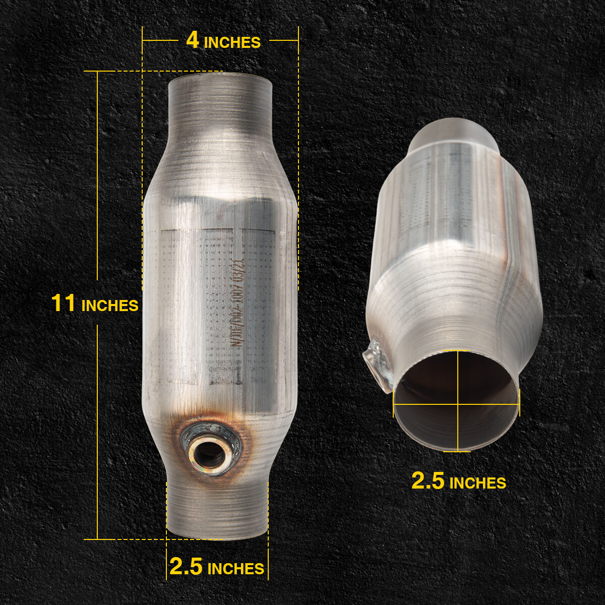 2Pcs 2.5" High Flow Catalytic Converter Universal-Fit w/O2 Port EPA ...