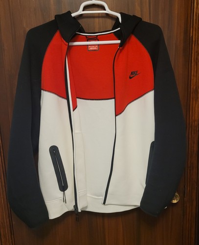 Nike Men's Tech Fleece Windrunner Full-Zip Hoodie XL White/Red/Black ...