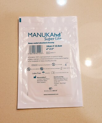MANUKAhd Super Lite Honey Coated Absorbent Dressing 4" x 5" One Piece ...