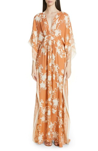 JOHANNA ORTIZ Opulent Simplicity Charmeuse Caftan Tunic + Slip Maxi ...