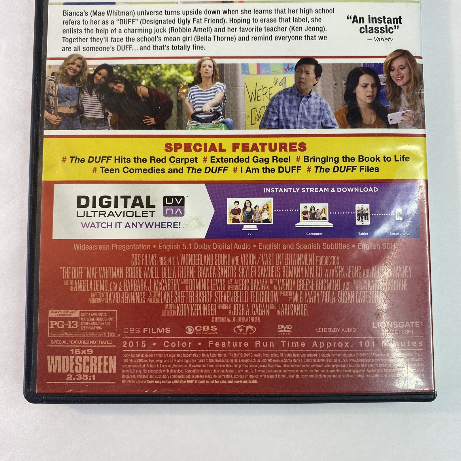 The DUFF (DVD, 2015) Comedy Widescreen Bella Thorne Ken Jeong Mae ...