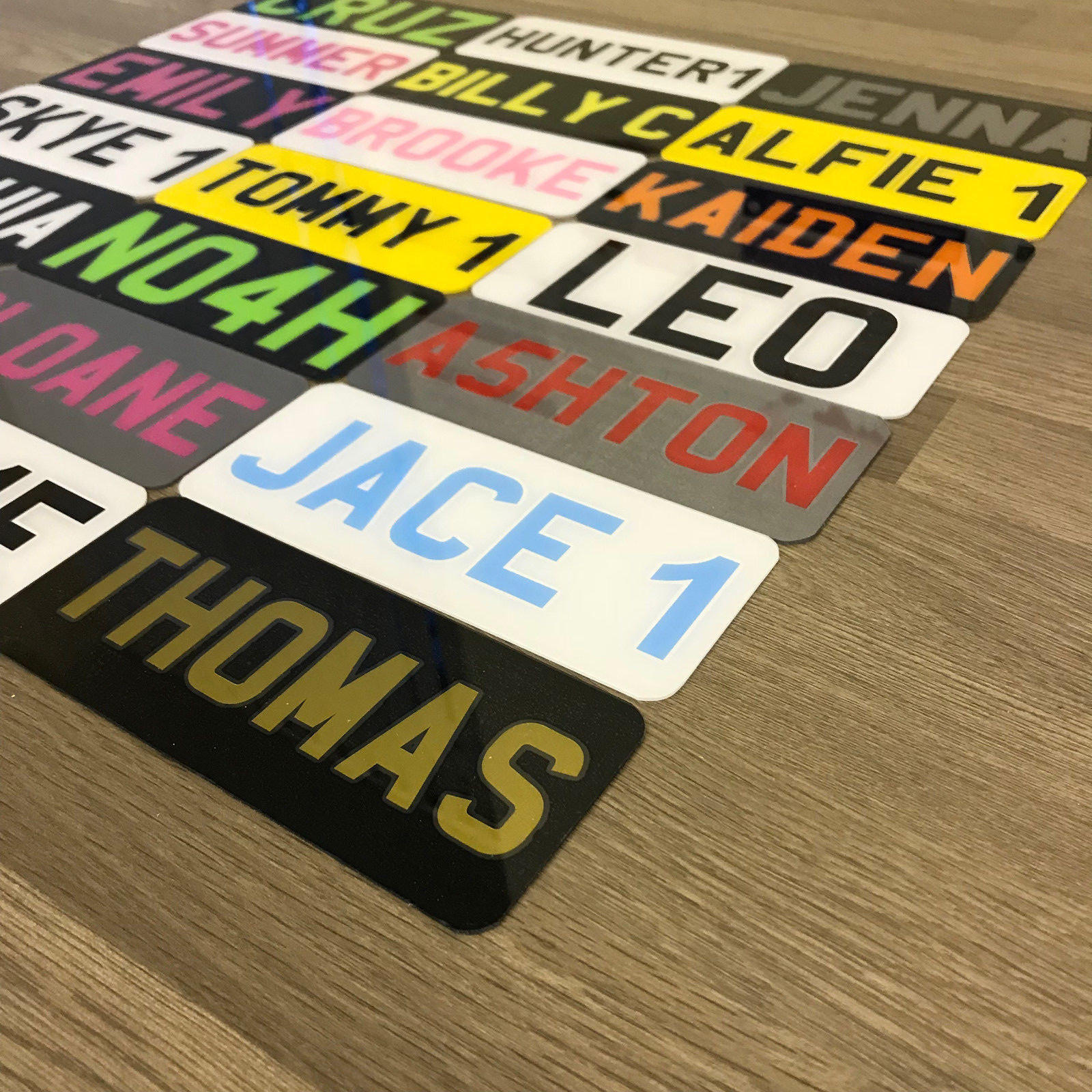 6x2.5 Childrens Personalised Plastic Name Number Plate Kids Ride On ...