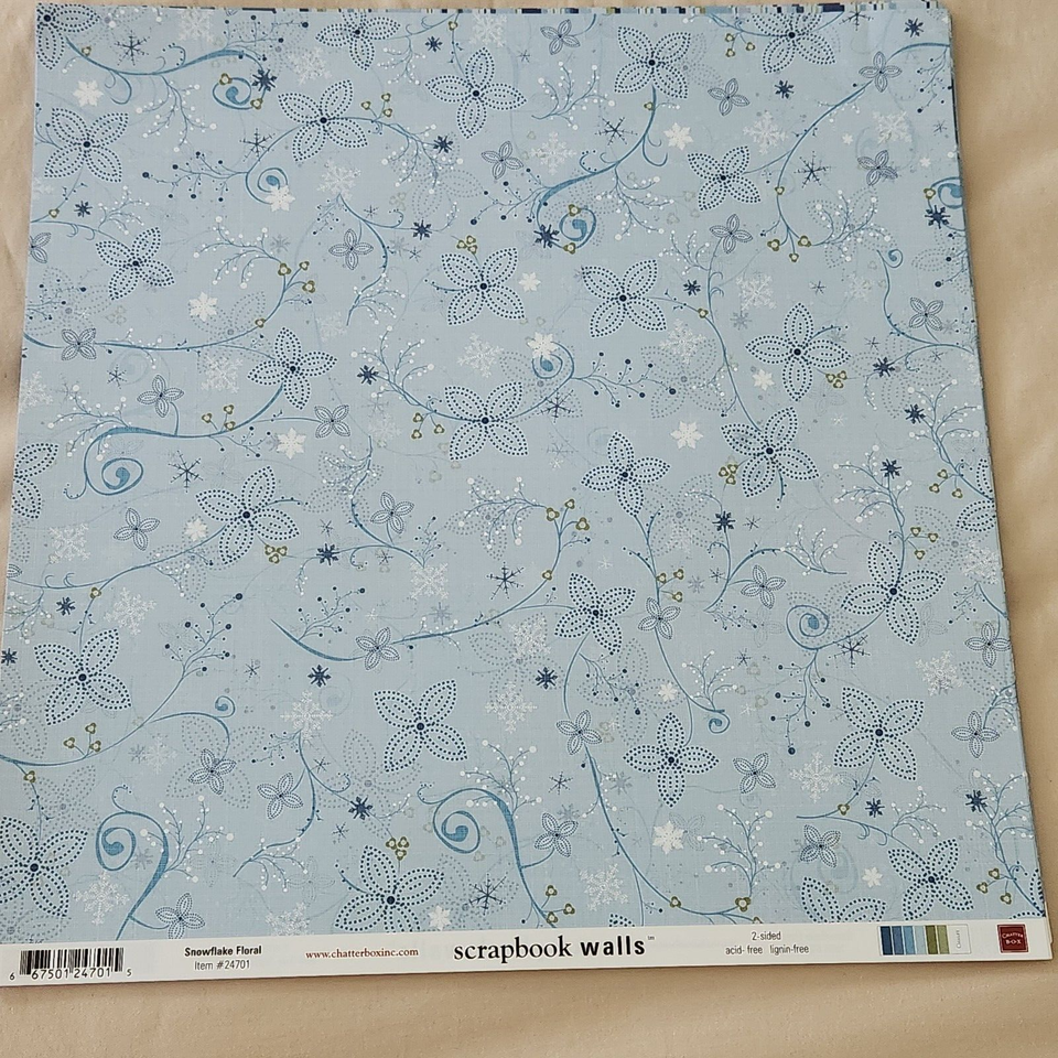 Lot 18 Sheets Scrapbook Walls 12x12 Scrapbook Printed Paper Blue ...