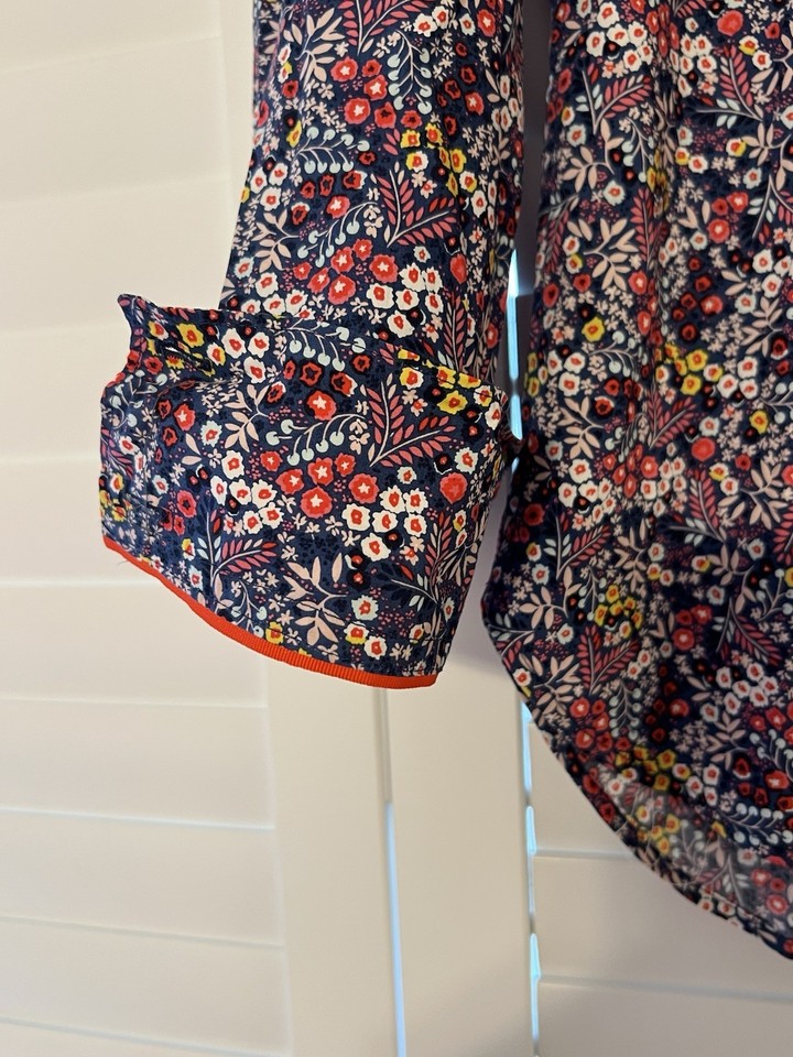 Boden Blue Floral Cotton Button Down NWT Us Sz 2R, UK Sz 6R | eBay