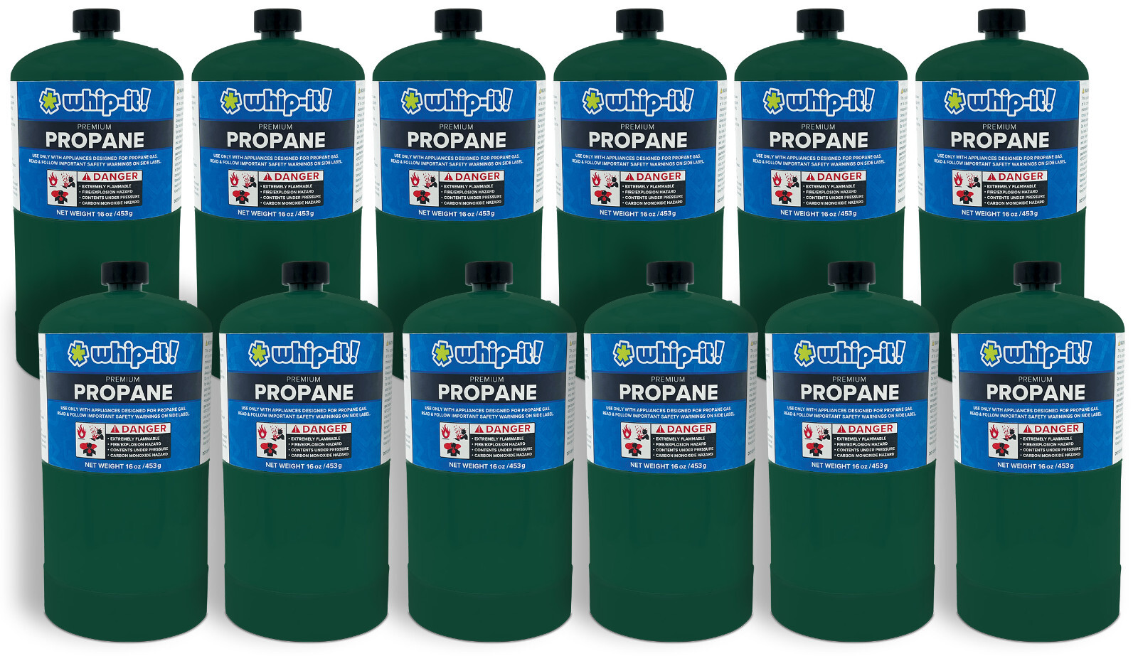 Whip It 12 pk Propane 16 Oz 1 lb GAS Fuel Cylinder Camping Not Coleman ...