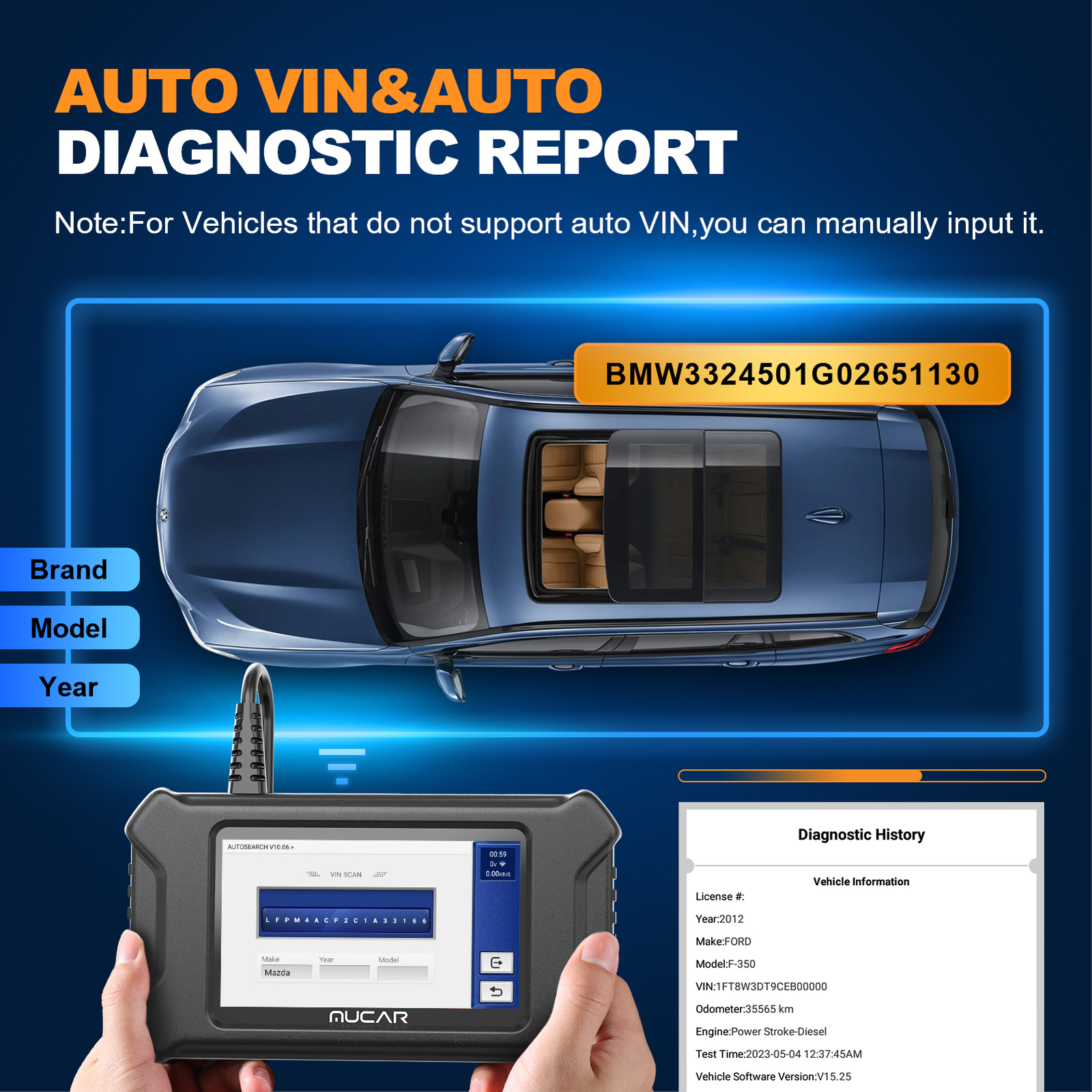 MUCAR CS6 Auto OBD2 Diagnostic Scan Tool Scanner Code Reader ABS SRS ...