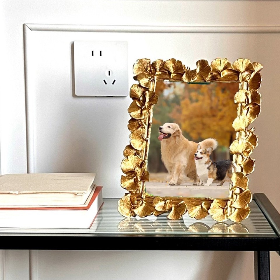 Gold Ginkgo Biloba 4x6 Photo Frame Resin Material Elegant Decoration ...