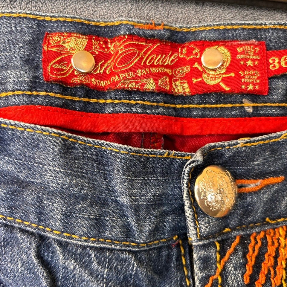 Stash House Men's 36 Red Line Selvedge Embellished Denim Blue Jeans Hip Hop | eBay