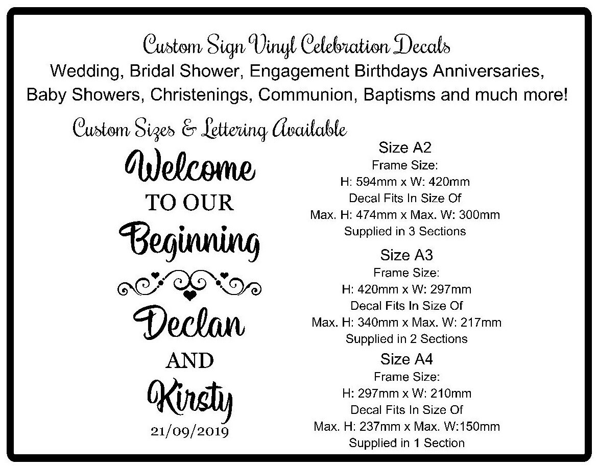 Custom Welcome To Our Beginning Sign Vinyl Decal Blackboard Mirror ...