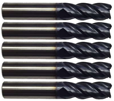 5 Pack 1/2" 4 Flute Carbide End Mill High Performance .030 Corner ...