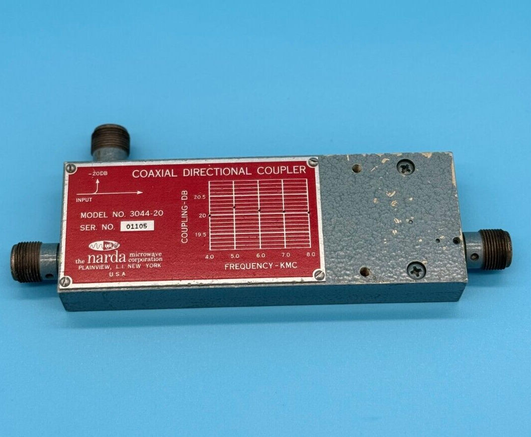 NARDA 3044-20 COAXIAL DIRECTIONAL COUPLER 4 to 8GHz 20dB TYPE N CONNECTOR | eBay