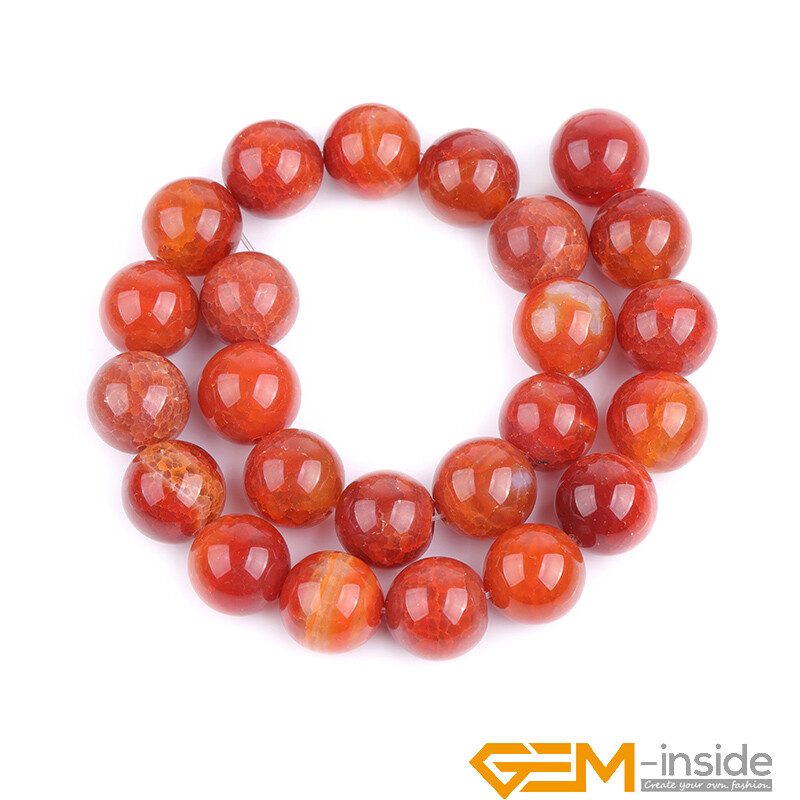 Red Crackle Agate Gemstone Round Loose Beads For Jewelry Making 15" 6mm ...