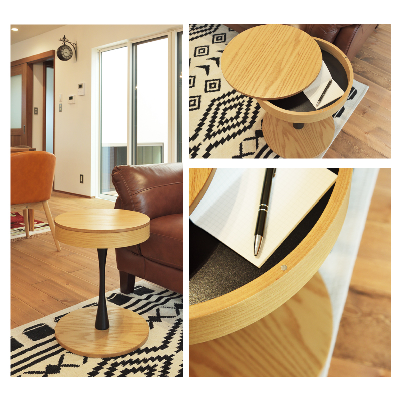 Side Table with Storage Wood Round Shape Table-top Home Decor PT-617 ...