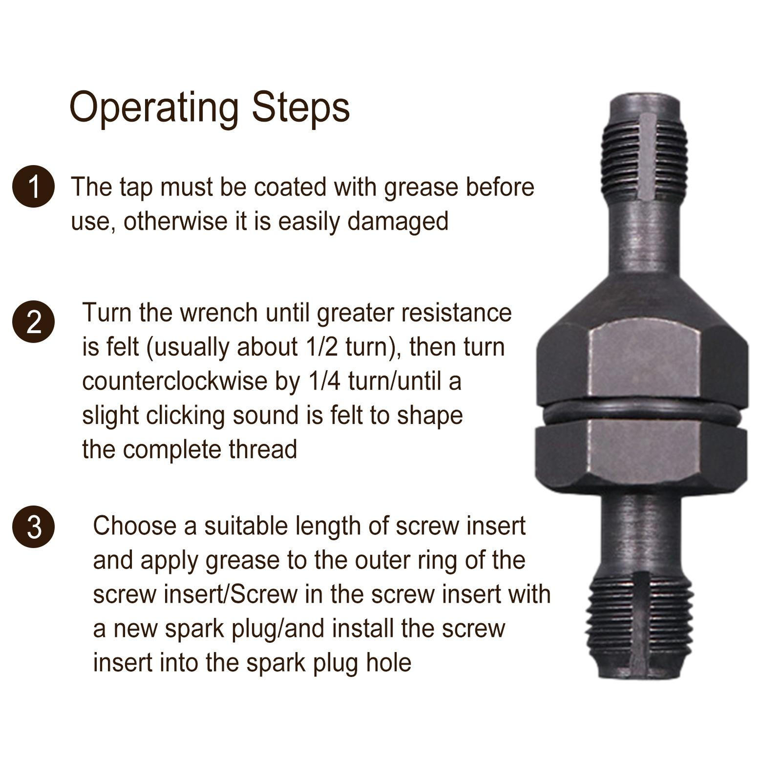 Carbon Steel Spark Plug Thread Insert Tap Spark Plug Thread Repair Tool ...