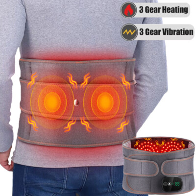 Vibration Heated Massager Lower Back Brace Lumbar Support Waist Belt ...
