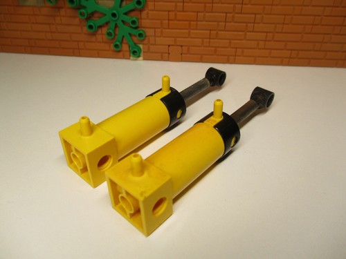 (J1) LEGO Technic 2x 2793c01 Yellow Pneumatic Cylinder 48mm 8462 8464 ...