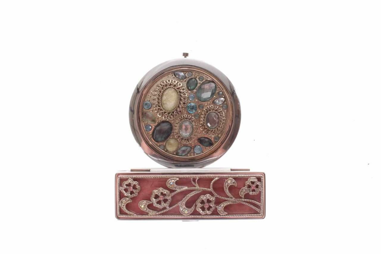 2 Vintage Ladies Makeup Compacts With Stone Cases | eBay