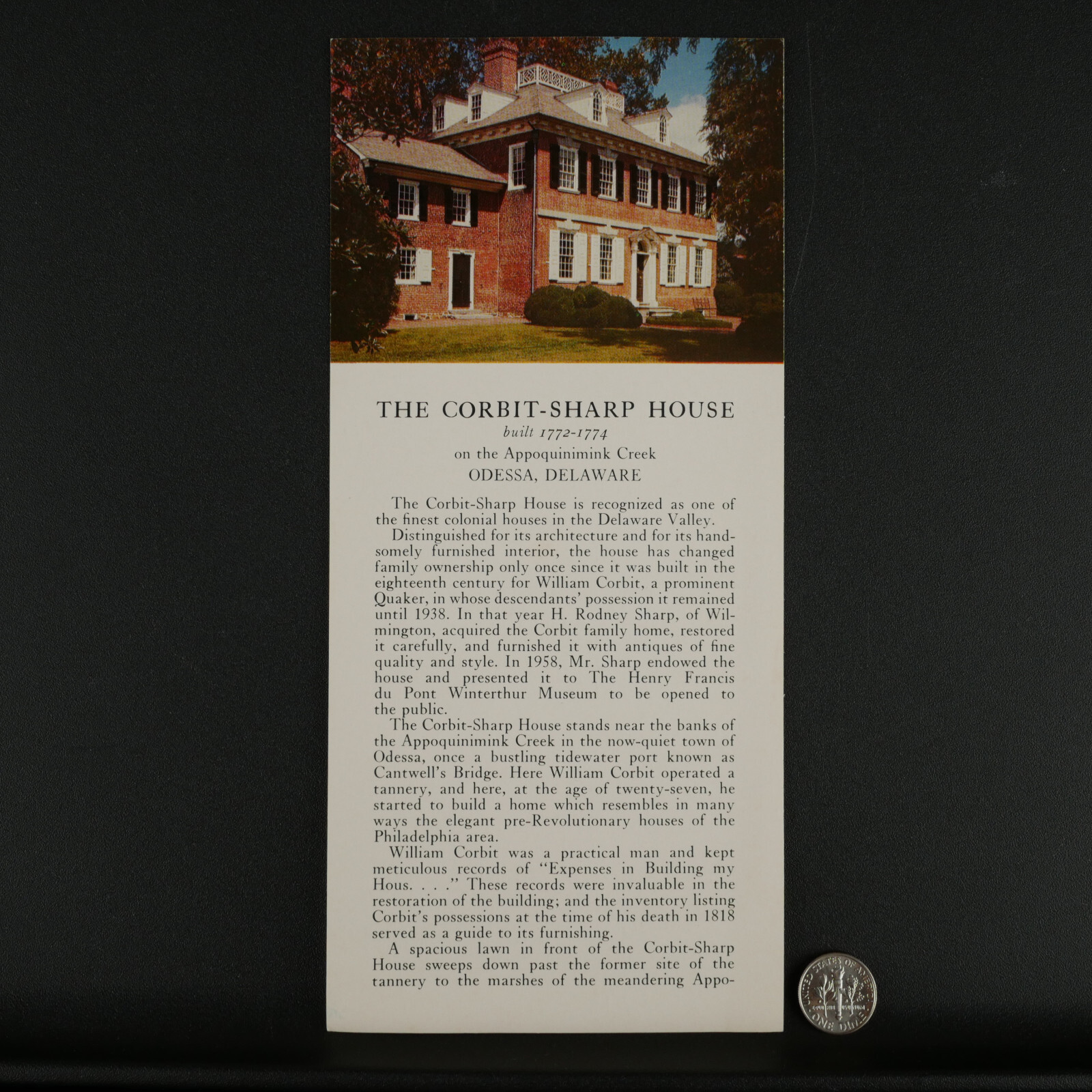 1966 The Corbit-Sharp House Odessa Delaware On The Appoquinimink Creek ...