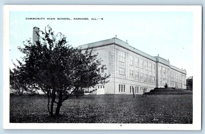 Harvard Illinois Postcard Community High School Exterior c1931 Vintage ...