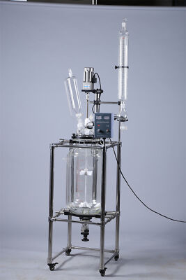 50L Double-Layer Cylindrical Glass Jacketed Reactor &Condenser ...