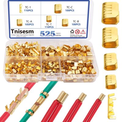 Tnisesm 525 Pcs Open Barrel Crimp Terminals, U Shape Copper Ring ...
