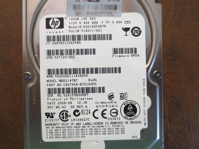 HP MBD2147RC CA07068-B70100PD Rev. No. A3 Rev A 146gb 2.5" SAS Hard ...
