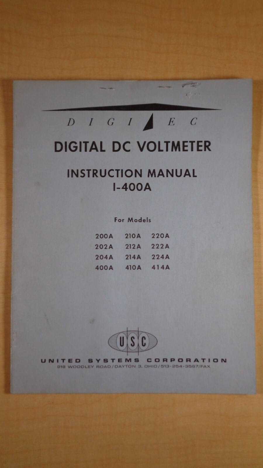 Digitec Digital DC Voltmeter Instruction Manual I-400A 200A thru 414A ...